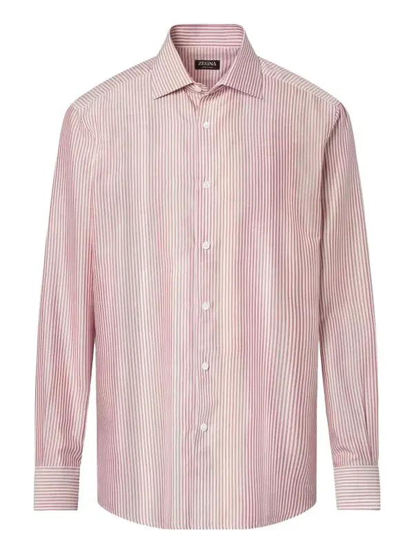 Zegna Striped Silk Shirt - Red