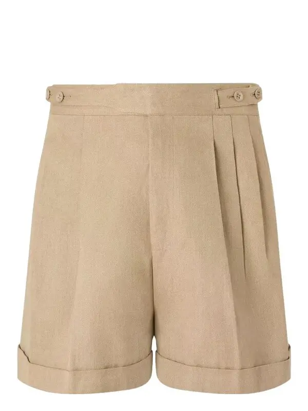 Zegna Pleated Linen Shorts - Neutrals