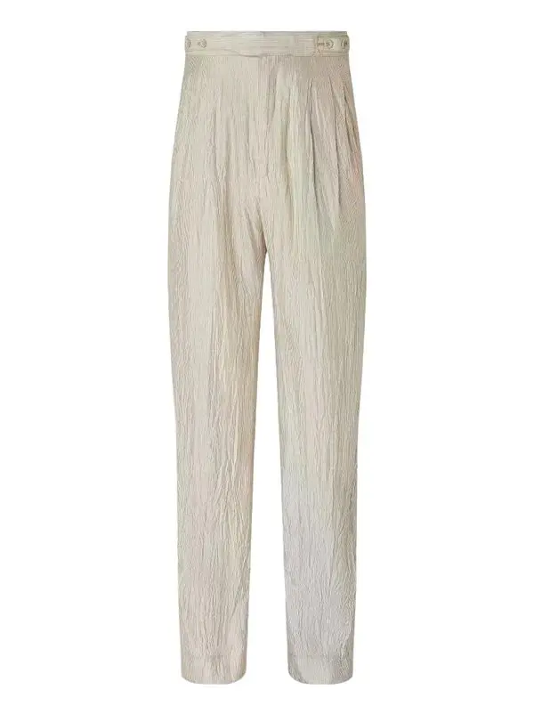 Zegna Striped Silk Trousers - Neutrals
