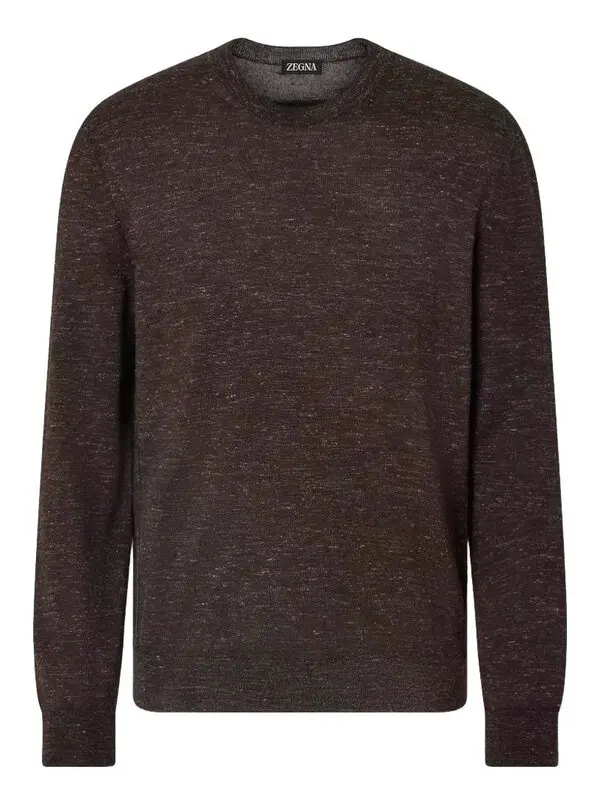 Zegna Oasi Mélange Crewneck Sweater - Brown