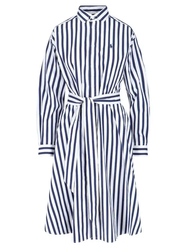 Polo Ralph Lauren Striped Midi Shirt Dress - Blue