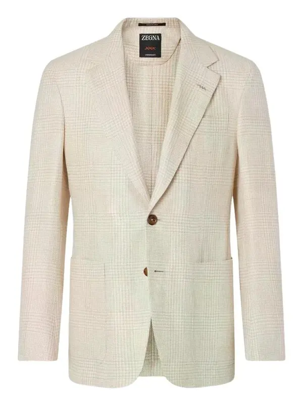 Zegna Crossover Linen Check Jacket - Neutrals