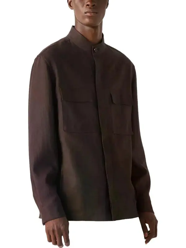 Zegna Oasi Lino Overshirt - Brown