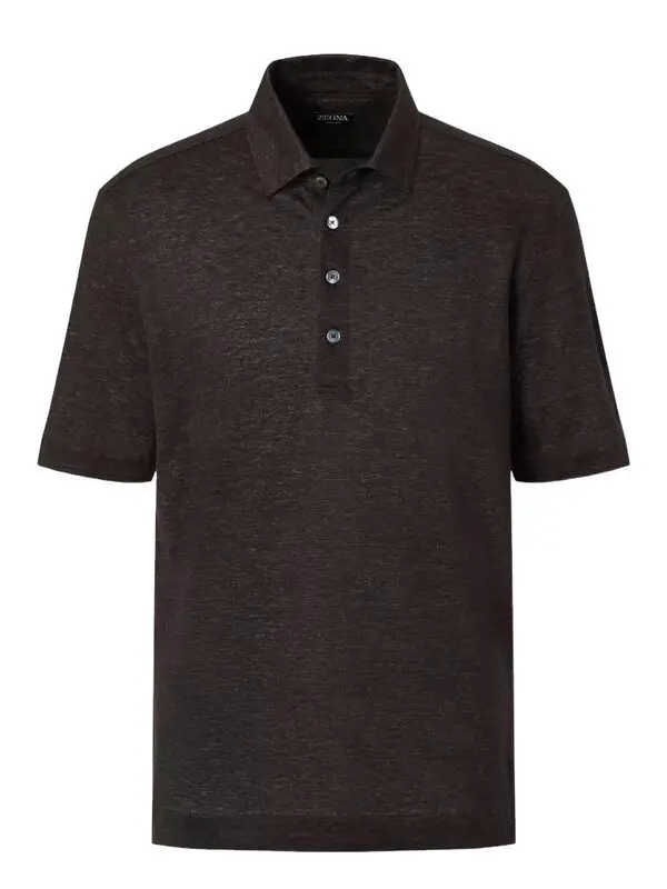 Zegna Dark Brown Oasi Lino Polo Shirt - Grey