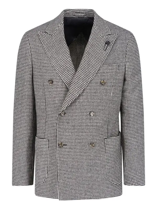 LARDINI Double-breasted Blazer In Wool Blend - Gray