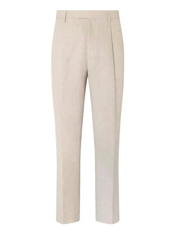 Zegna Pleated Linen Trousers - Neutrals