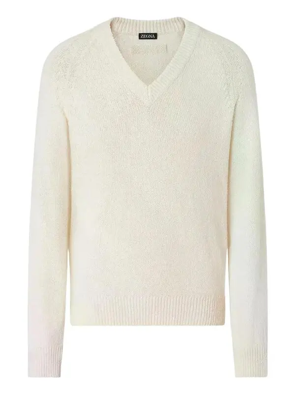 Zegna Oasi V-neck Cotton Sweater - Neutrals