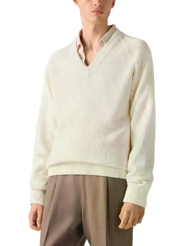 Zegna Oasi V-neck Cotton Sweater - Neutrals