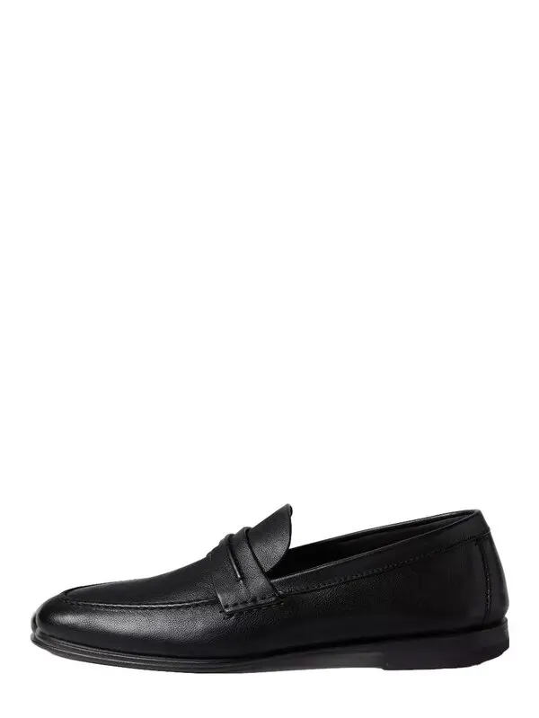 Zegna Leather Moccasin Loafers - Black