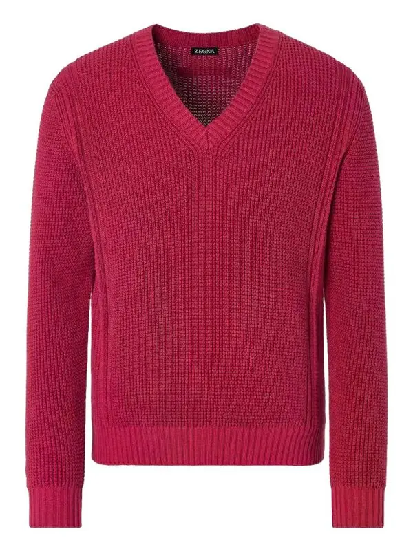 Zegna V-neck Knitwear - Red