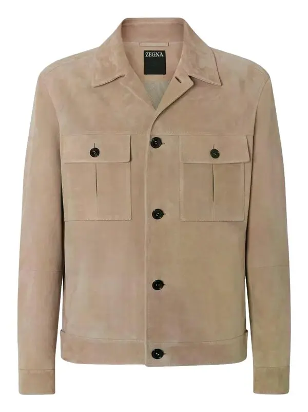 Zegna Buttoned Leather Blouson - Neutrals