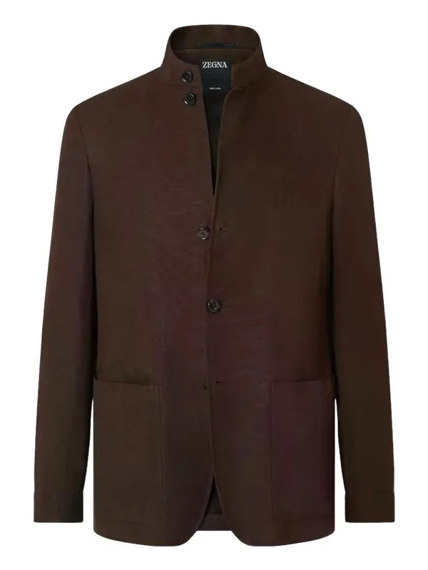 Zegna Oasi Lino Buttoned Jacket - Brown
