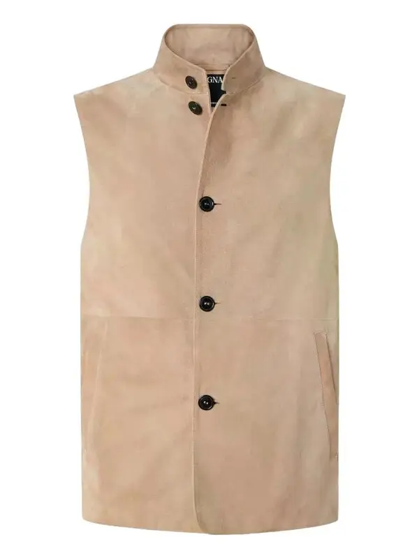 Zegna Buttoned Leather Vest - Neutrals