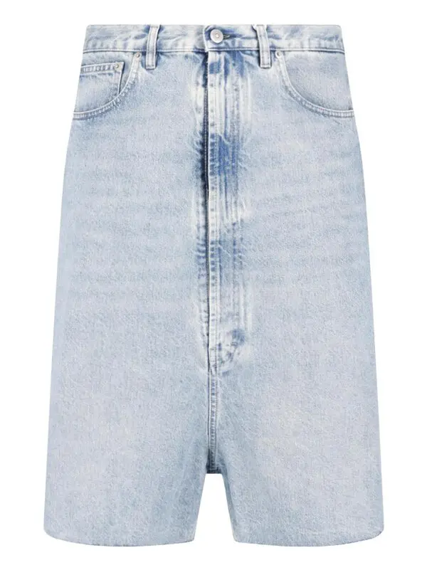 MAISON MARGIELA Denim Shorts With Four Stitches - Light Blue