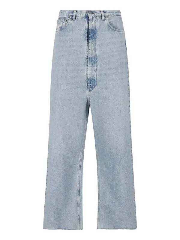 MAISON MARGIELA Wide Leg Jeans With Logo Embroidery - Light Blue