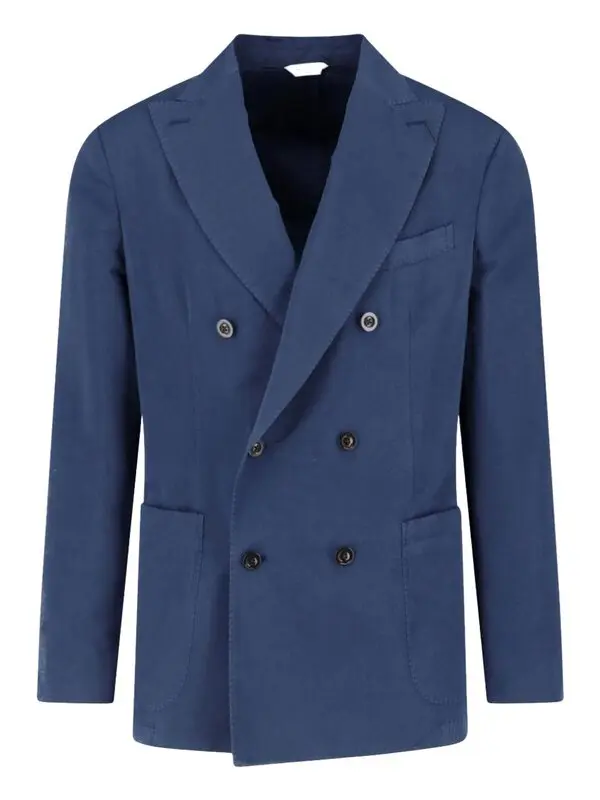 Boglioli Double-breasted Cotton And Silk Blazer - Blue