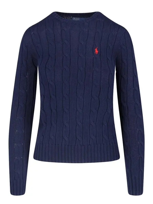 Polo Ralph Lauren Cable Knit Logo Sweater - Blue