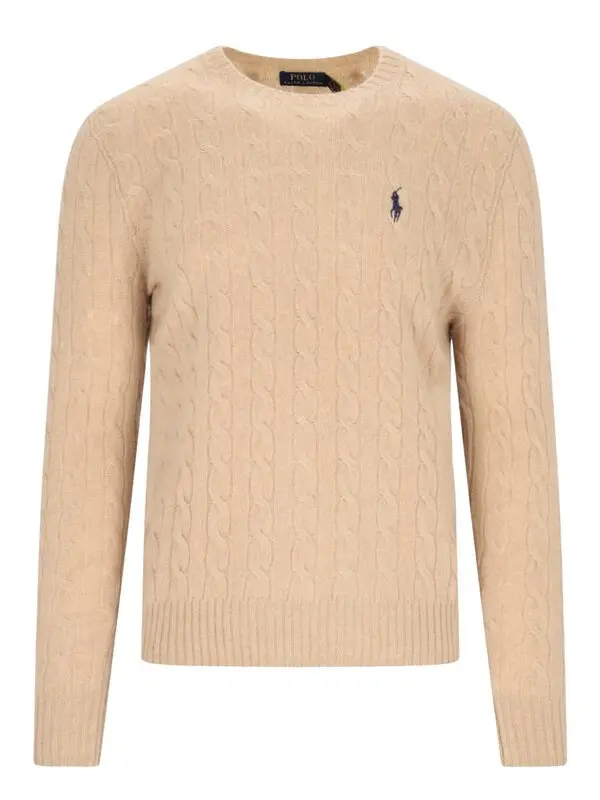 Polo Ralph Lauren Cable Knit Logo Sweater - Brown