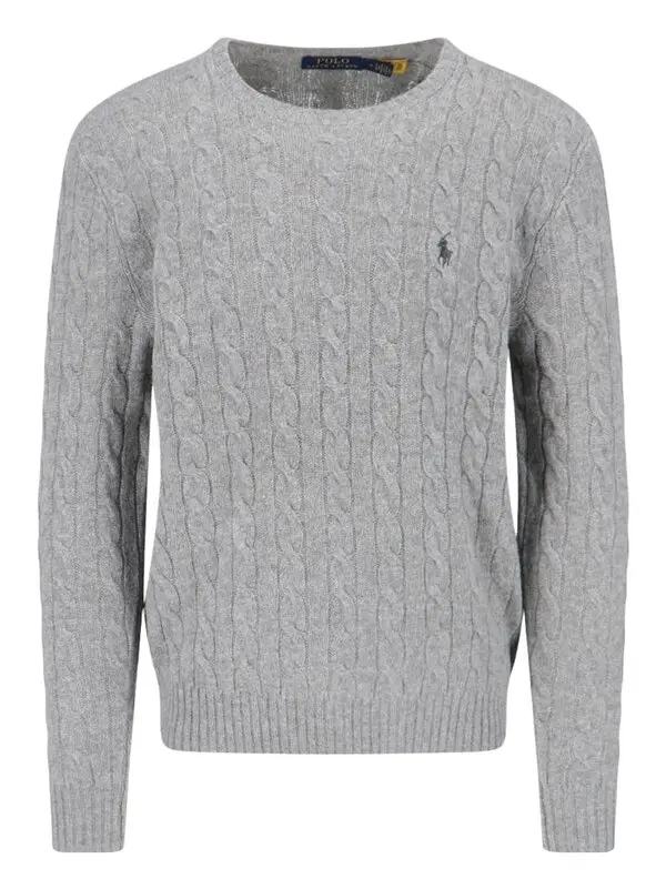 Polo Ralph Lauren Cable Knit Logo Sweater - Gray
