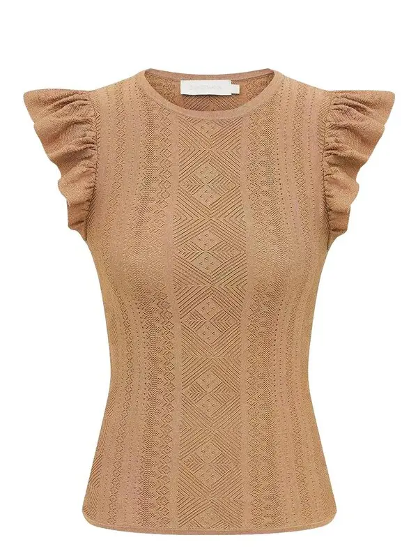 Zimmermann Aster Ruffled Top - Gold