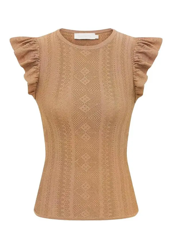 Zimmermann Aster Ruffled Top - Gold