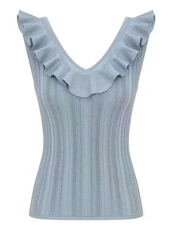 Zimmermann Aster Ruffled Top - Blue