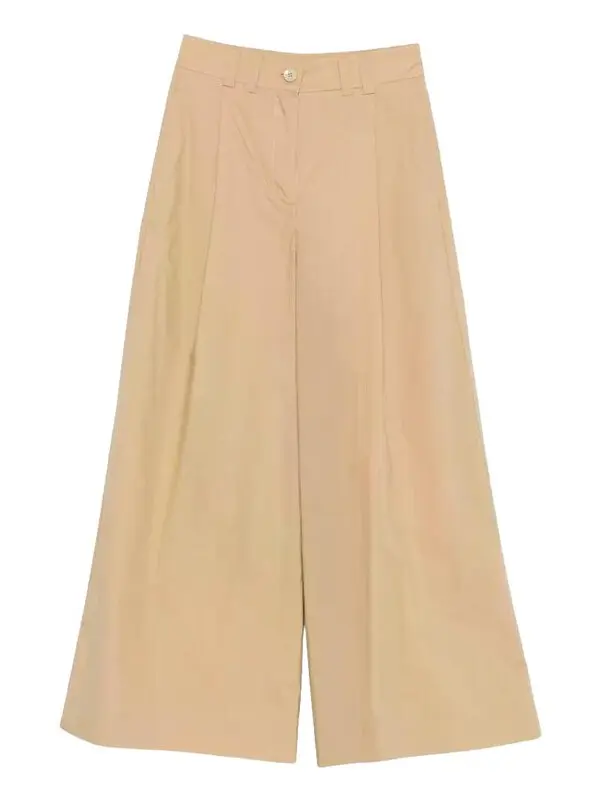SOLOTRE Pleated Palazzo Pants - Neutrals