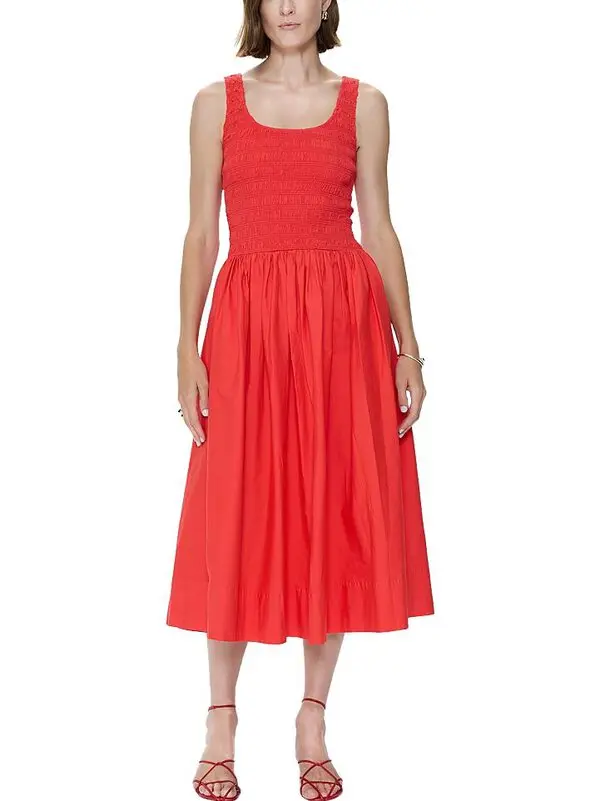 PISTOLA Alessia Smocked Drop Waist Midi Dress - Maraschino