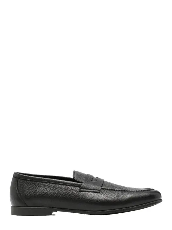 Canali Leather Penny Loafers - Black