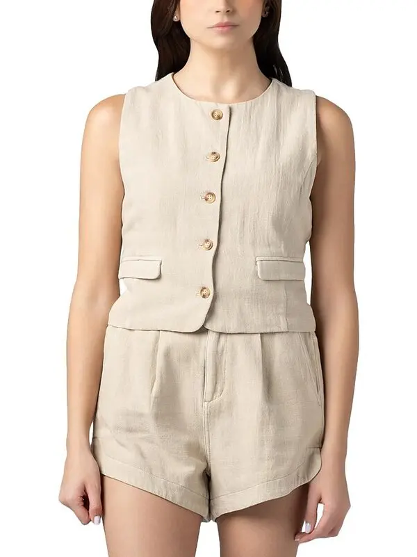 Blanknyc Cotton Linen Vest - Desert Mist