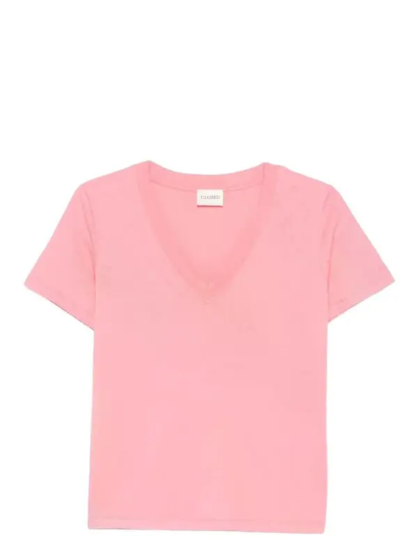 Closed V-neck T-shirt - Pink