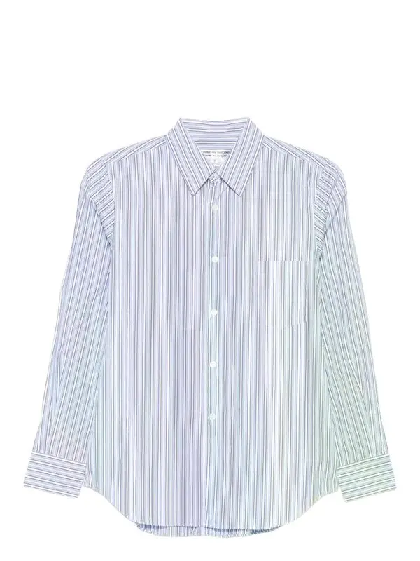 Comme Des Garçons Striped Chest-pocket Shirt - Blue