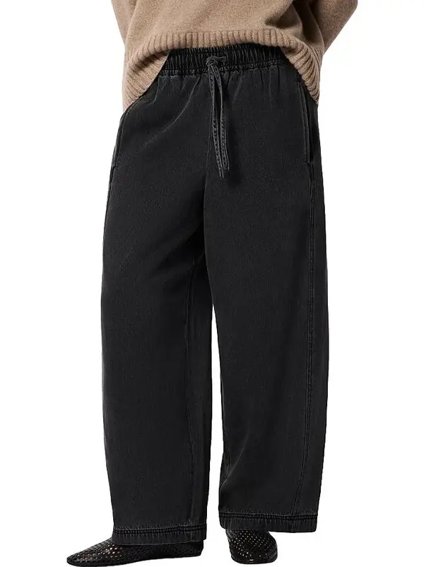 Whistles Petites Casual Denim Barrel Trousers - Washed Black