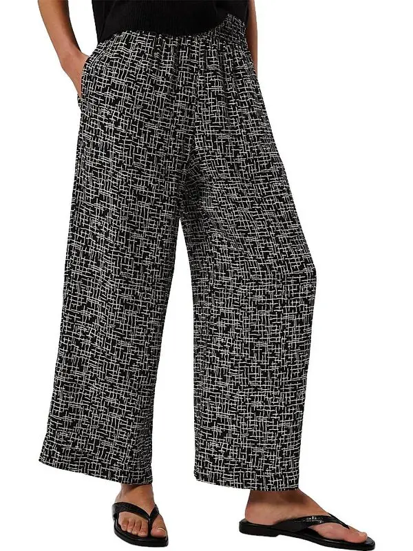 Whistles Woven Grid Crop Trousers - Black/multi