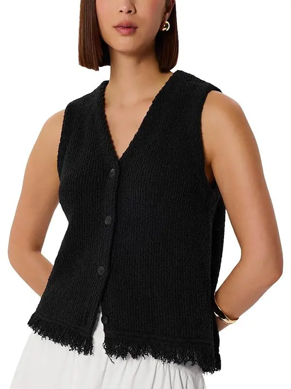 Whistles Cotton Blend Boucle Tank Top - Black