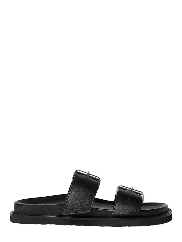 Whistles Leather Double Buckle Slides - Black