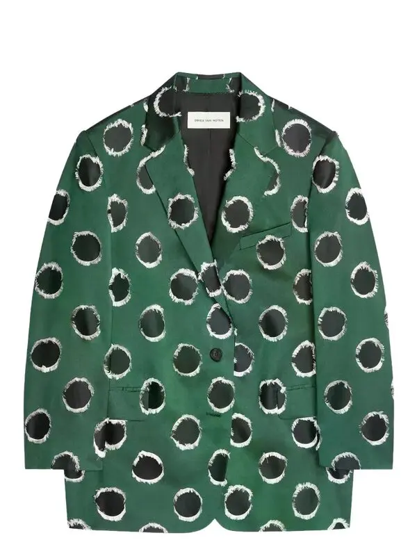 Dries Van Noten Polka Dot-pattern Oversized Blazer - Green