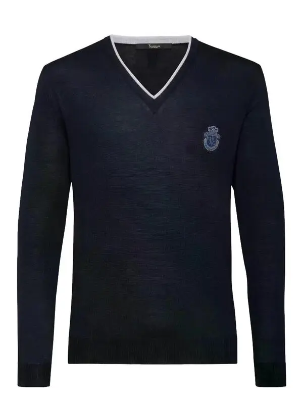 BILLIONAIRE Miguel V-neck Sweater - Blue