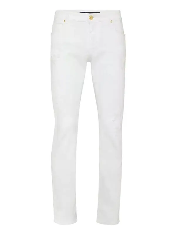 BILLIONAIRE Embroidered Straight Leg Jeans - White