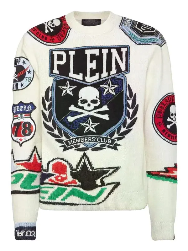Philipp Plein Patches Round-neck Sweater - Neutrals
