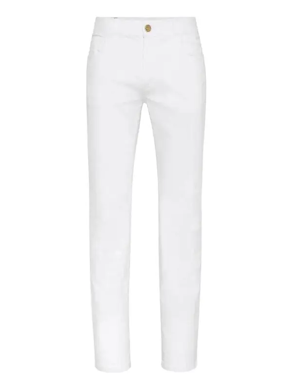 BILLIONAIRE Logo-embroidered Straight-leg Jeans - White