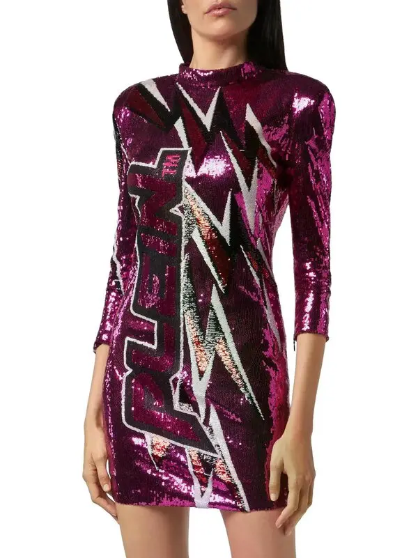 Philipp Plein Open-back Sequinned Dress - Pink