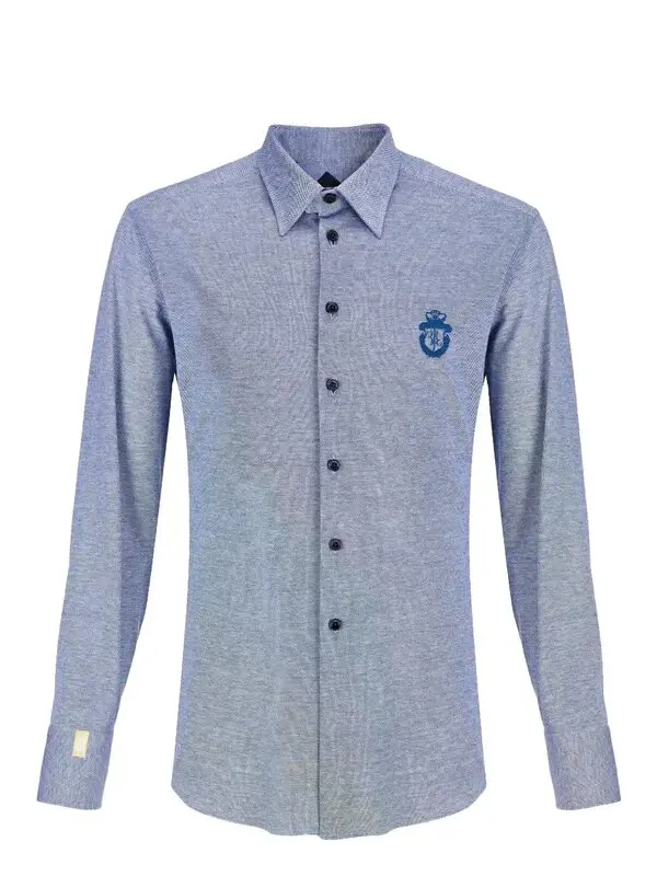 BILLIONAIRE Embroidered Slim Shirt - Blue