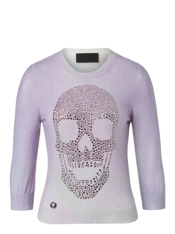 Philipp Plein Rhinestone Skull Top - Pink