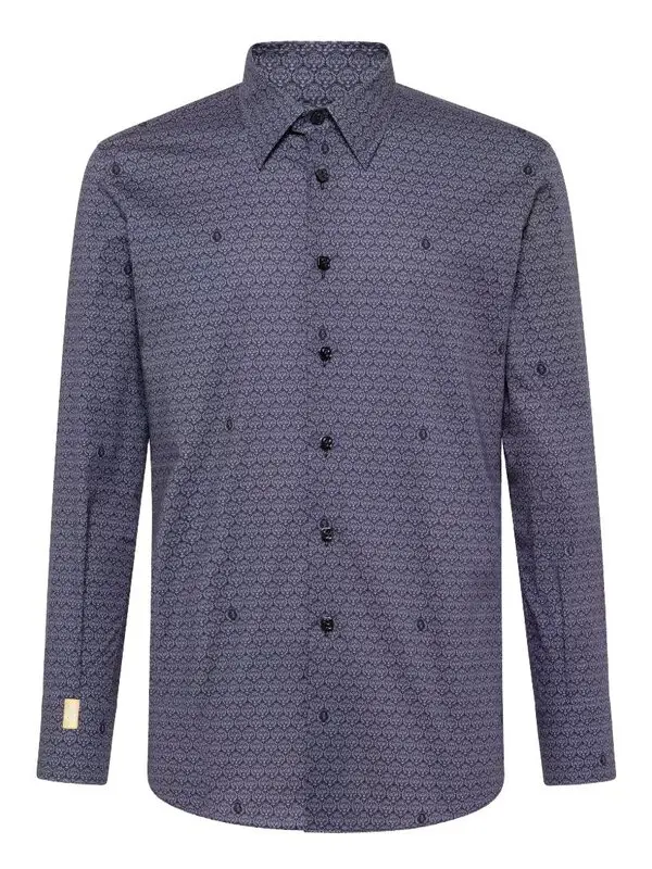 BILLIONAIRE Lion-print Button Shirt - Blue