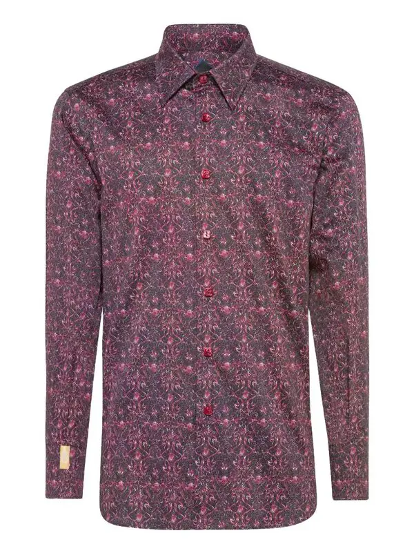 BILLIONAIRE Crest Slim-fit Baroque-print Shirt - Black