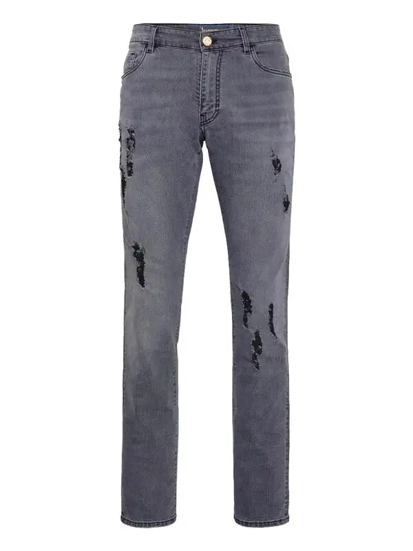 BILLIONAIRE Distressed Straight-cut Jeans - Grey