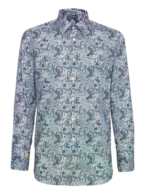BILLIONAIRE Silver Cut/milano Original Paisley Shirt - Blue
