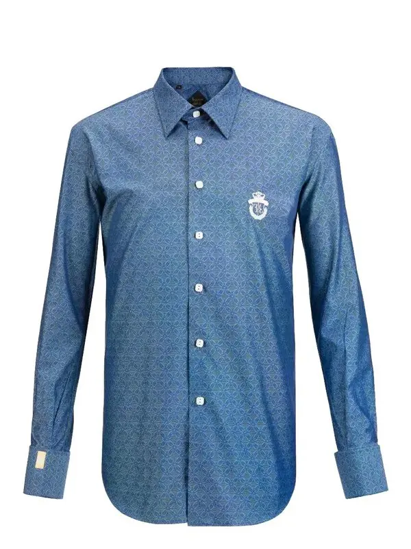 BILLIONAIRE Pattern Cotton Shirt - Blue