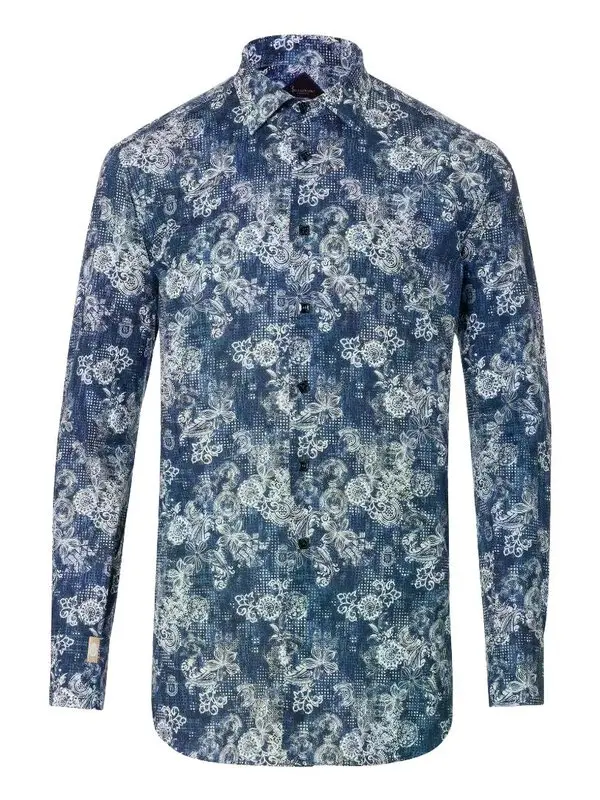 BILLIONAIRE Floral-pattern Shirt - Blue